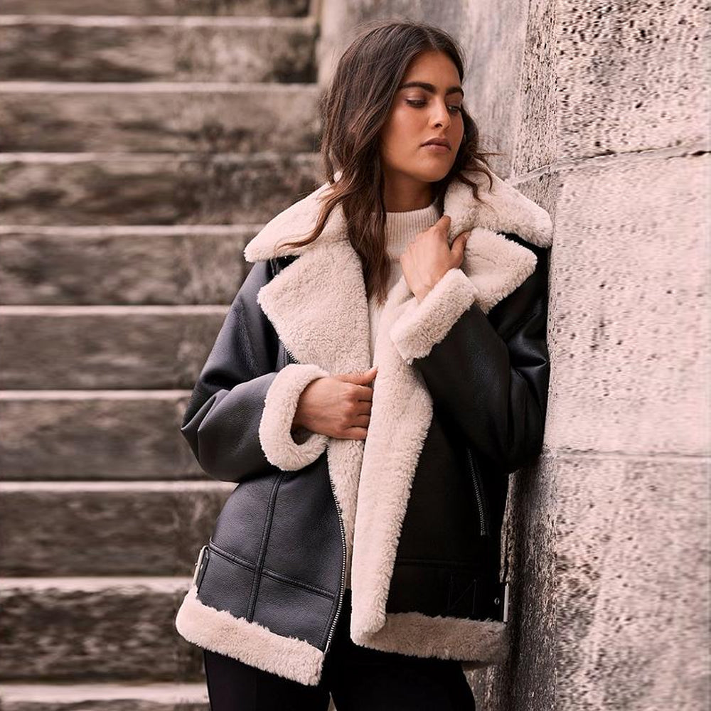 Aviator Leather Jacket - Sheepskin Jacket - Shearling Jacket – sheepskinleathers