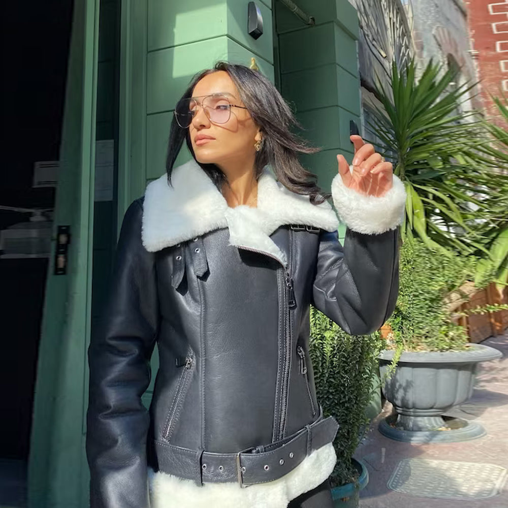 B3 Leather Bomber Jacket - Aviator Jacket - Shearling Jacket ...