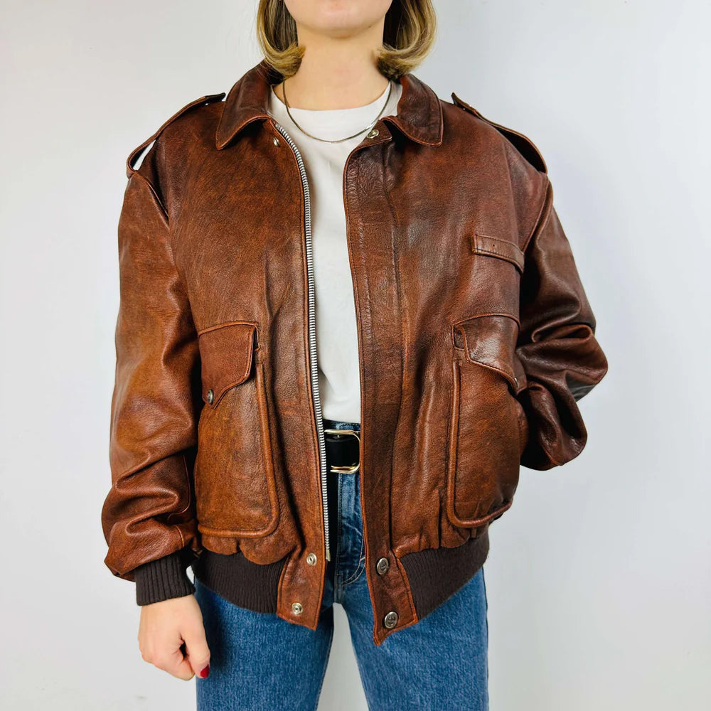 Leather Bomber Jacket - Flight Jacket - Military Jacket - Pilot Jacket ...