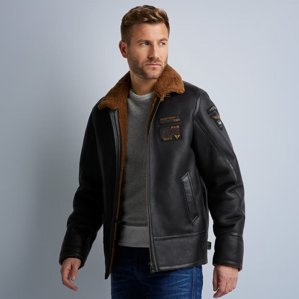 Shearling Leather Jacket - Sheepskin Jacket - B3 Bomber Jacket ...