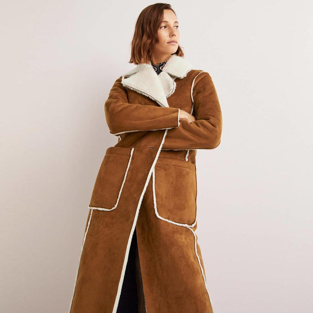 Shearling Leather Coat - Sheepskin Coat - Aviator Coat - Sherpa Coat ...