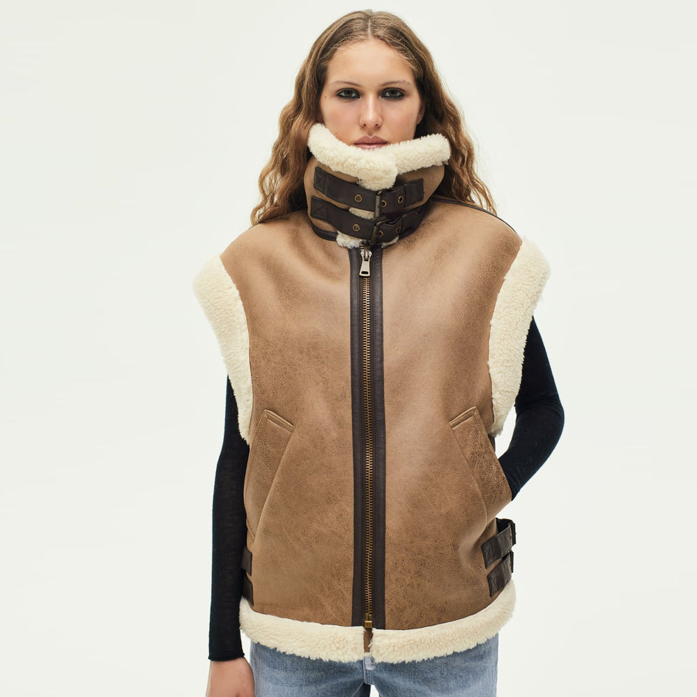 Shearling Leather Vest - Sheepskin Vest - Aviator Vest - B3 Vest ...