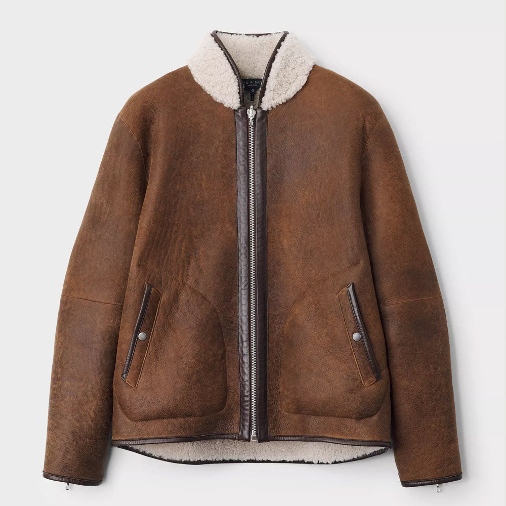 Shearling Leather Jacket - Sheepskin Jacket - B3 Bomber Jacket ...