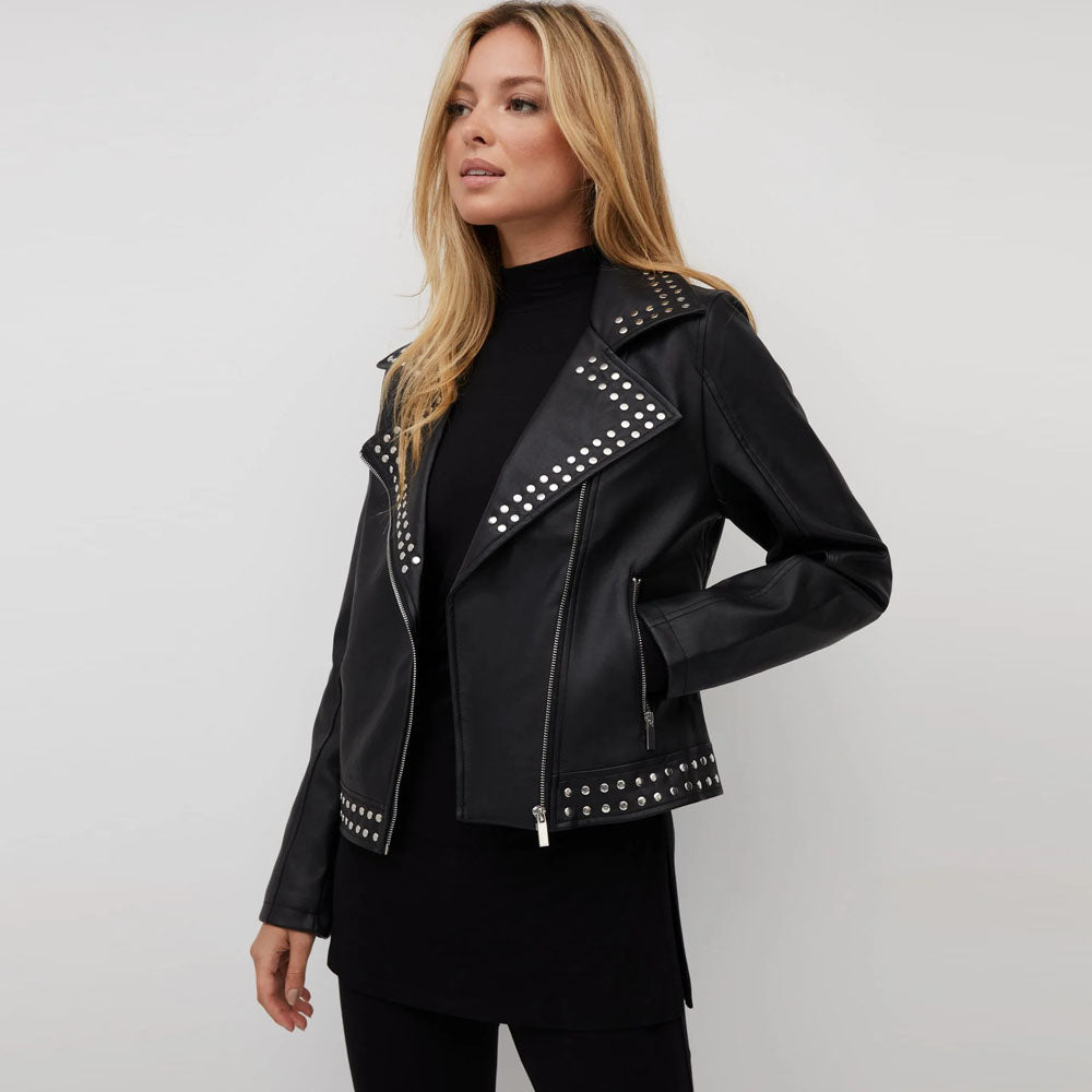 Studded Leather Jacket - Spiked Jacket - Biker Jacket – sheepskinleathers