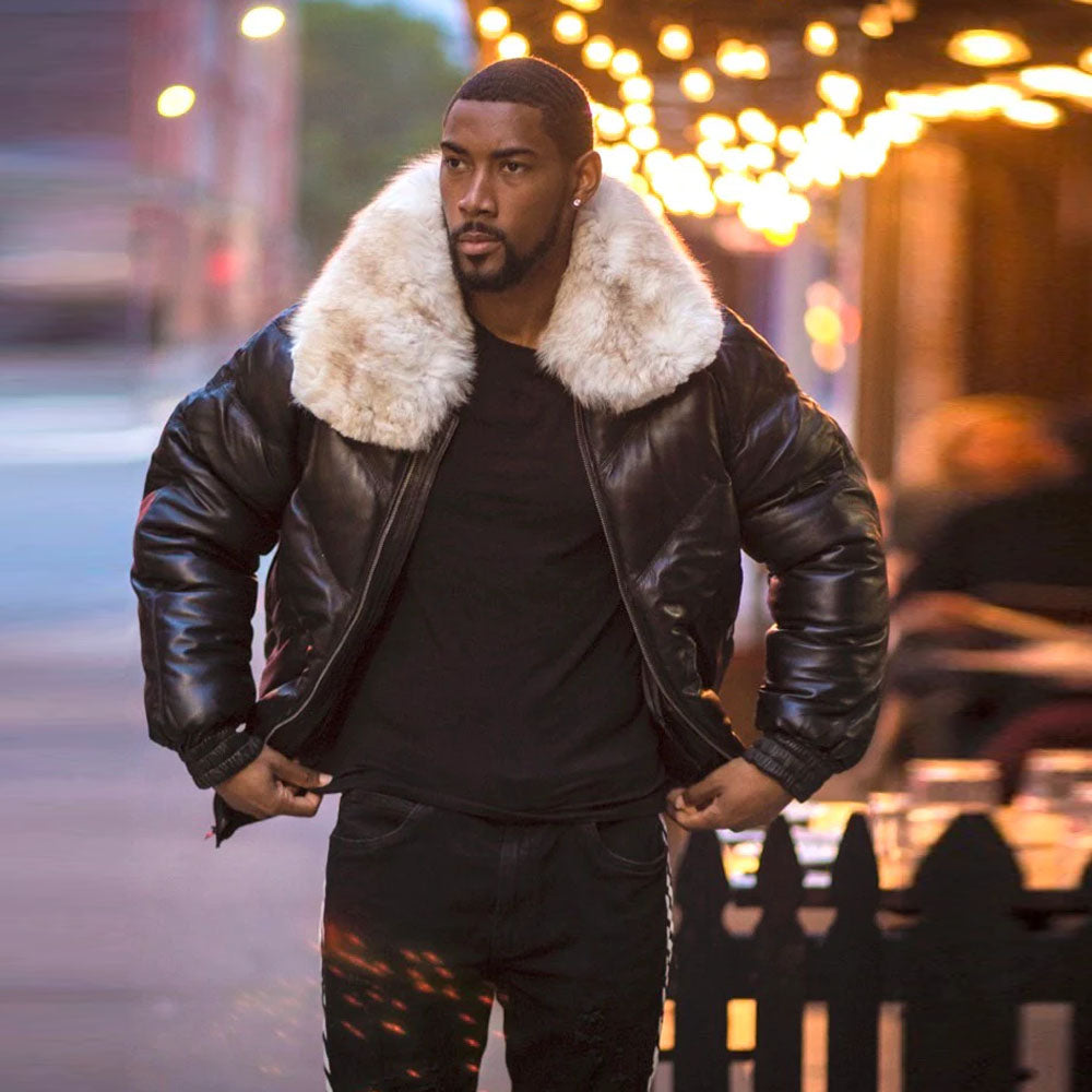 V Bomber Jacket - Leather Jacket - Bubble Jacket - Sheepskin Jacket ...