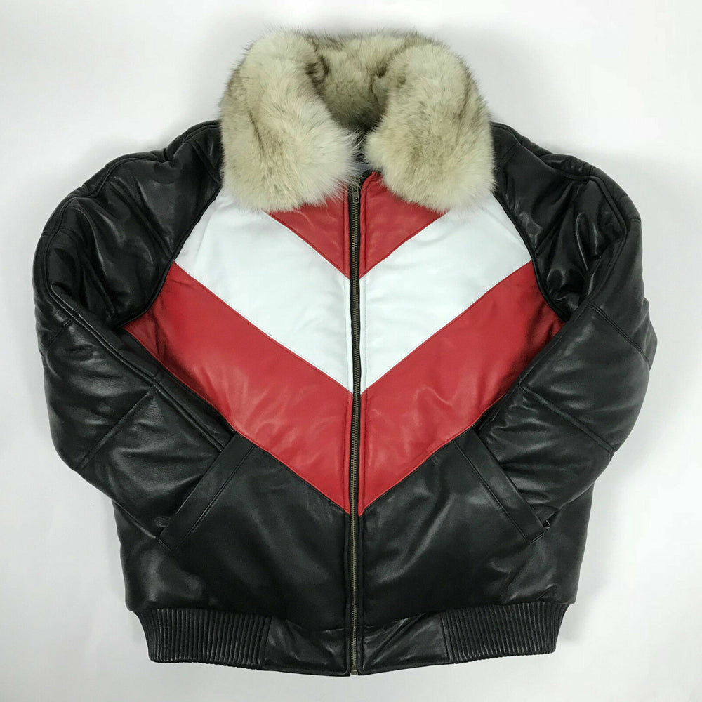 Leather V Bomber Jacket - Bubble Jacket - Sheepskin Jacket ...