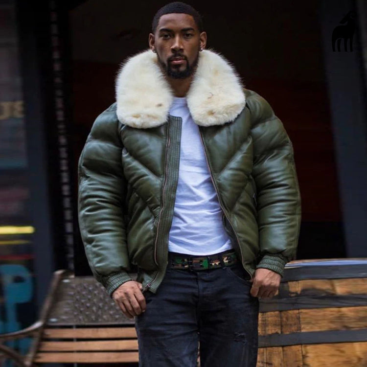 V Bomber Jacket - Bubble Jacket - Sheepskin Leather Jacket ...