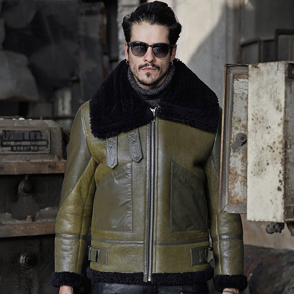 B3 Bomber Jacket - Sheepskin Jacket - Aviator Jacket - Flight Jacket ...