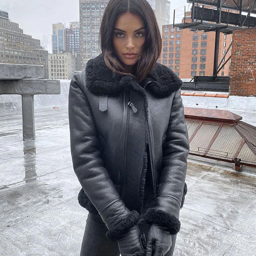 B3 Bomber Jacket - Shearling Jacket - Sheepskin Leather jacket ...
