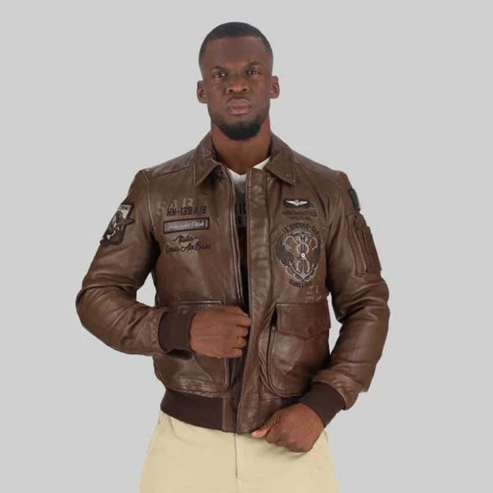 Leather Bomber Jacket - Sheepskin Jacket - Military Jacket ...