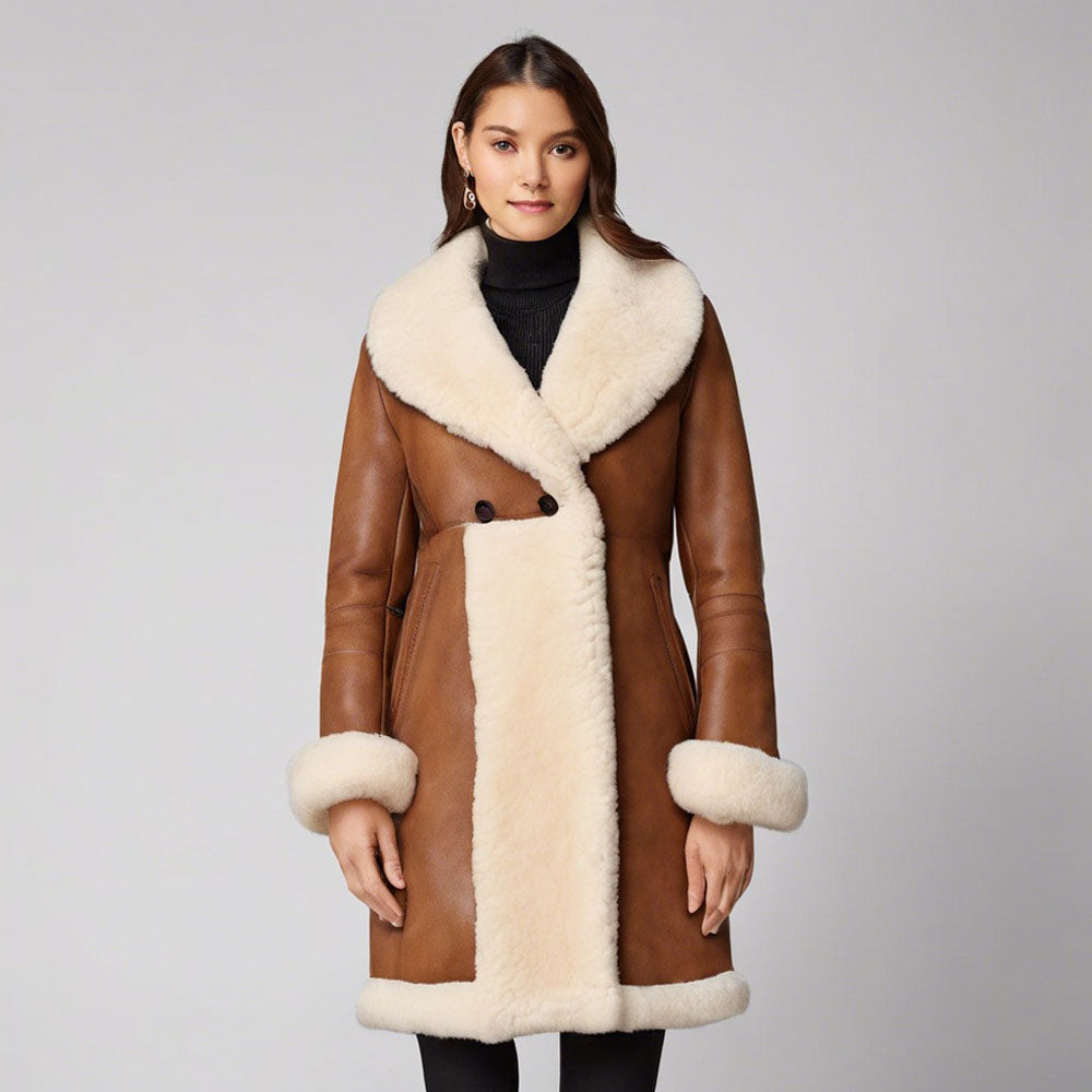 Shearling Leather Coat - Sheepskin Coat - Trench Coat - Aviator Coat ...