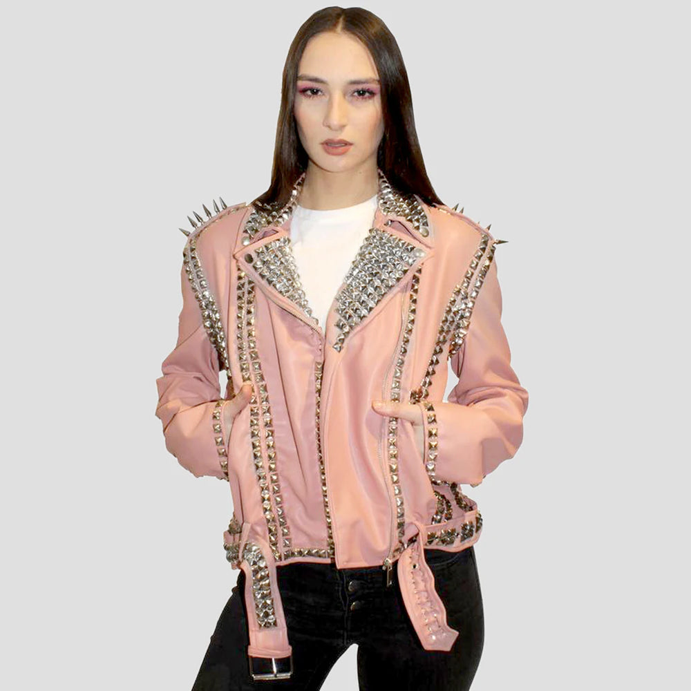 Studded Leather Jacket - Spiked Jacket - Sheepskin Jacket – sheepskinleathers