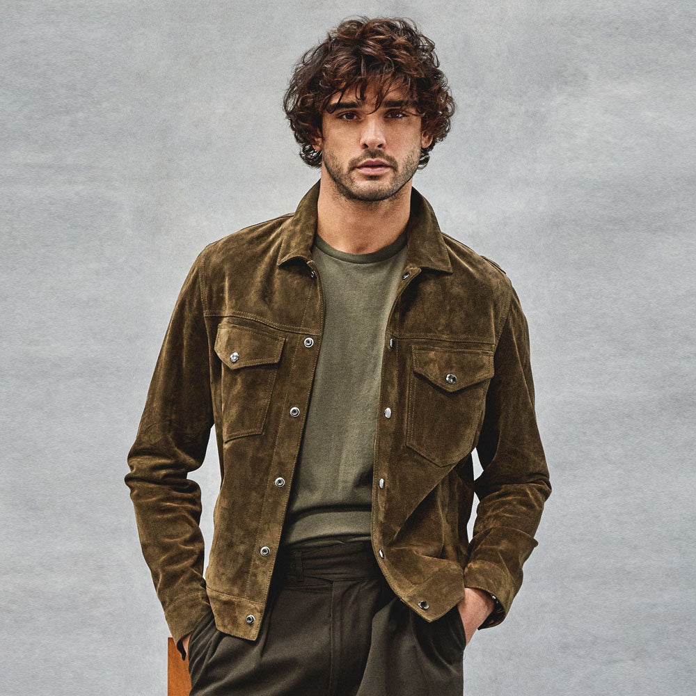 Suede Leather Jacket - Sheepskin Jacket - Suede Bomber Jacket ...