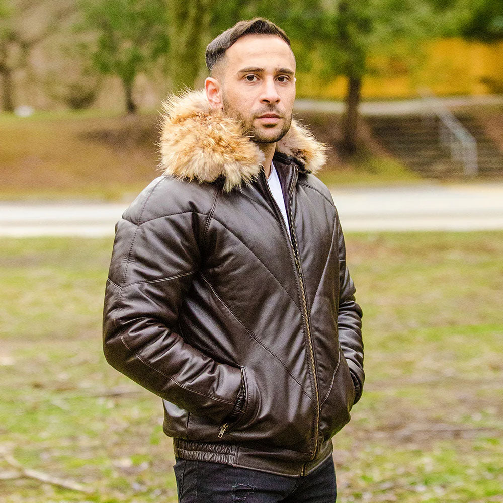V-Bomber Leather Jacket - Sheepskin Jacket - Bubble Jacket ...