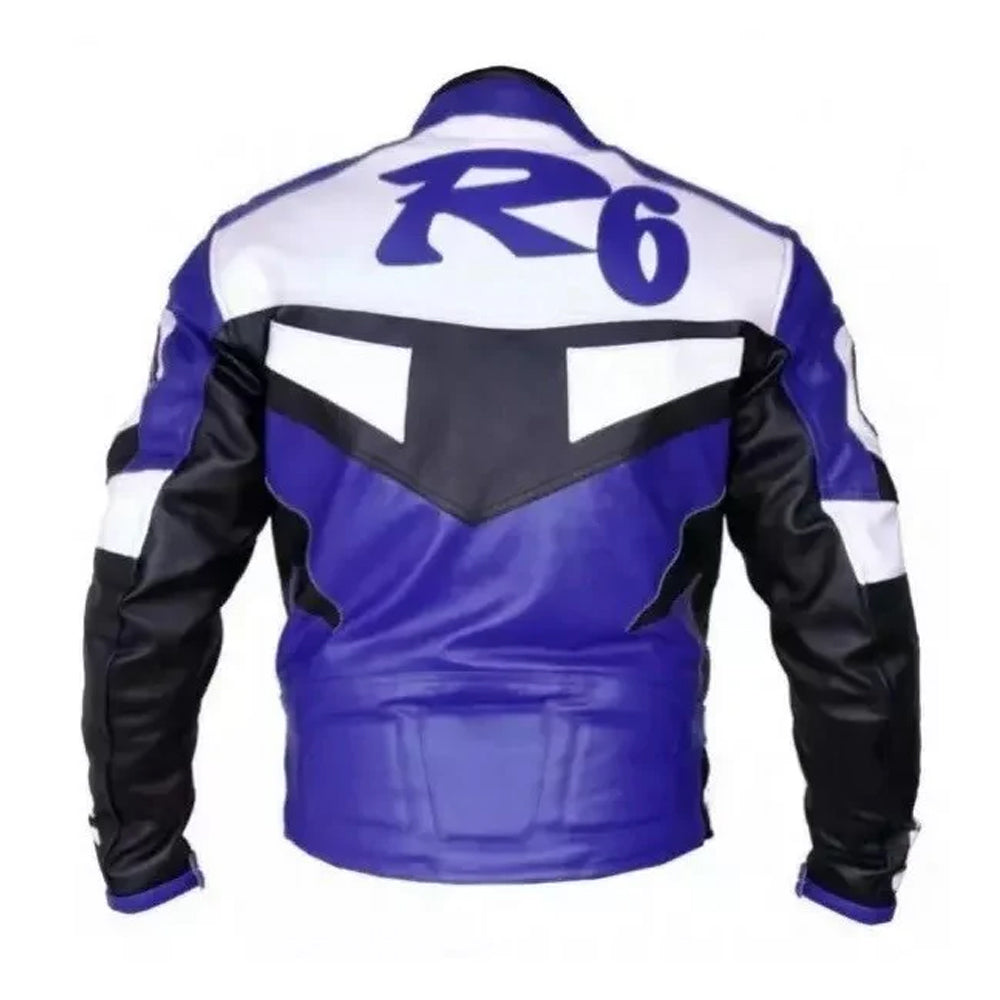 Yamaha R6 Blue Cowhide Leather Motorcycle Racing Jacket Premium Biker ...