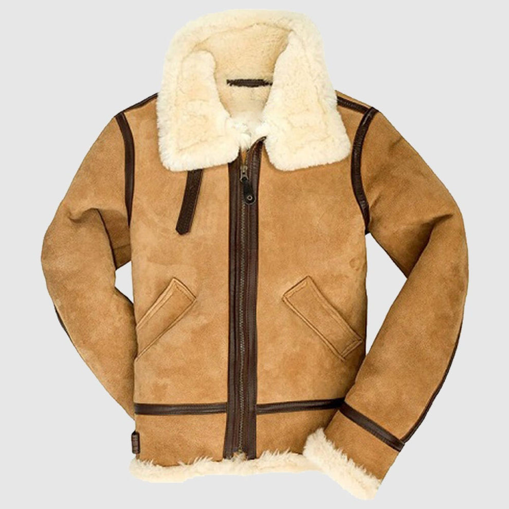 B-3 Flight RAF Bomber Shearling Leather Jacket - Pilot Fur Jacket ...
